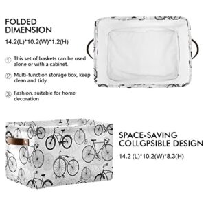 xigua Bicycle Bike Print Storage Baskets,Large Decorative Collapsible Rectangular Canvas Fabric Storage Bin for Home Office(15x11x9.5inch,1 Pack)