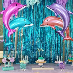 timecity Large Fish Dolphin Foil Balloons 5pcs Ocean Animals Balloons Fish Foil Mylar Balloons Sea Animal Balloons for Kids Birthday Mermaid Themed Party Decorations