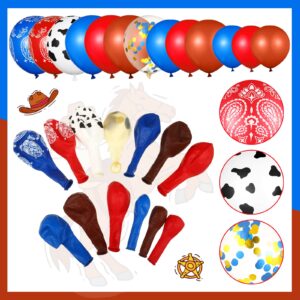 130 Pieces Western Cow Boy Balloon Arch Garland Blue Red Cowboy Bandana Latex Balloons Western Theme Supplies for Party Boys and Girls Baby Shower Cowboy Birthday Party Decorations