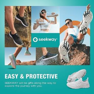 SEEKWAY Mens Womens Water Shoes Quick Dry Aqua Shoes Barefoot for Beach Surf Hiking Pool Water Sports AD051 White