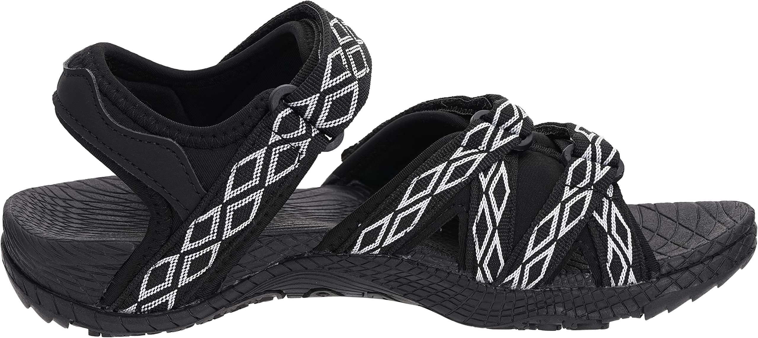 WHITIN Women's Hiking Sandals with Arch Support Orthopedic Size 9 Sport Sandals Traps with Adjustable Hooks Resistant Outdoor Soft BlackWhite 39