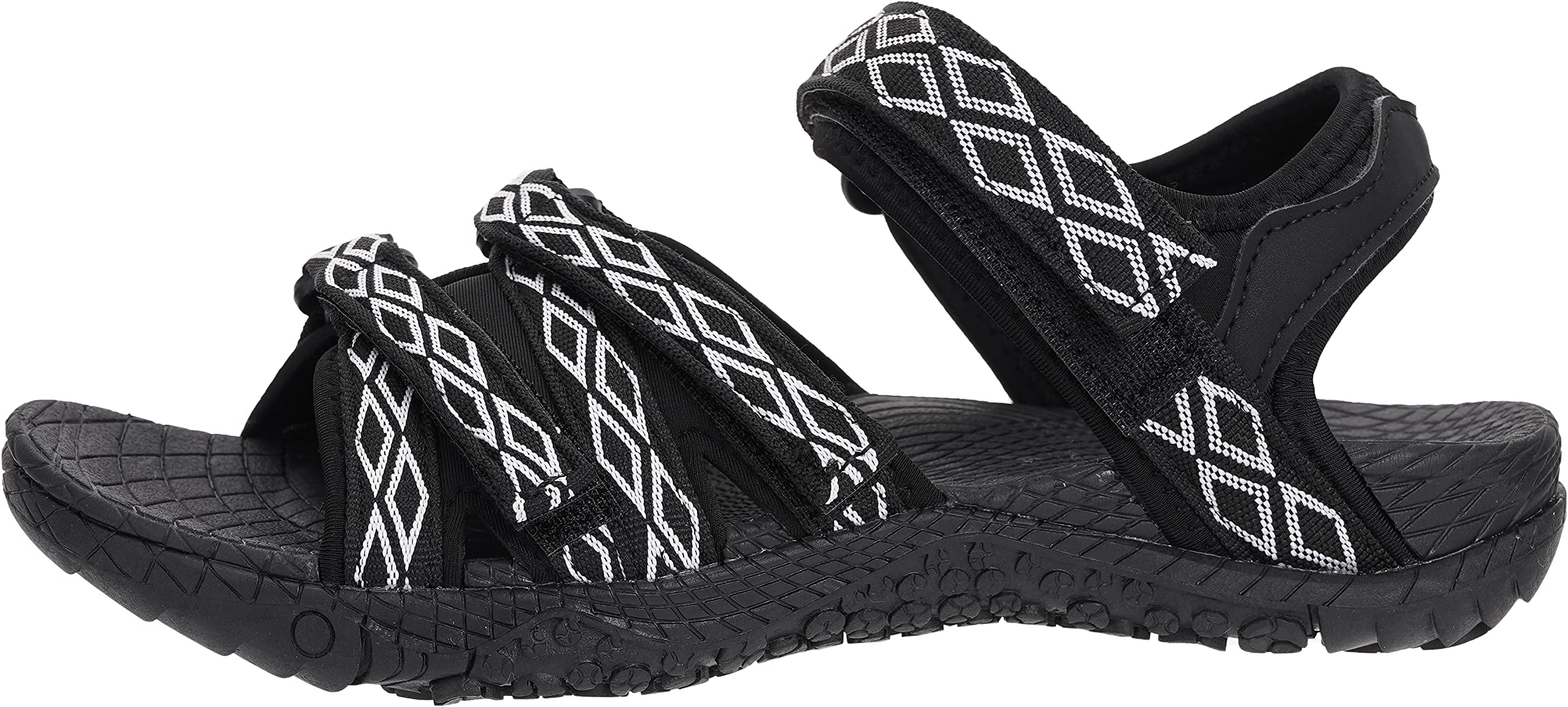 WHITIN Women's Hiking Sandals with Arch Support Orthopedic Size 9 Sport Sandals Traps with Adjustable Hooks Resistant Outdoor Soft BlackWhite 39