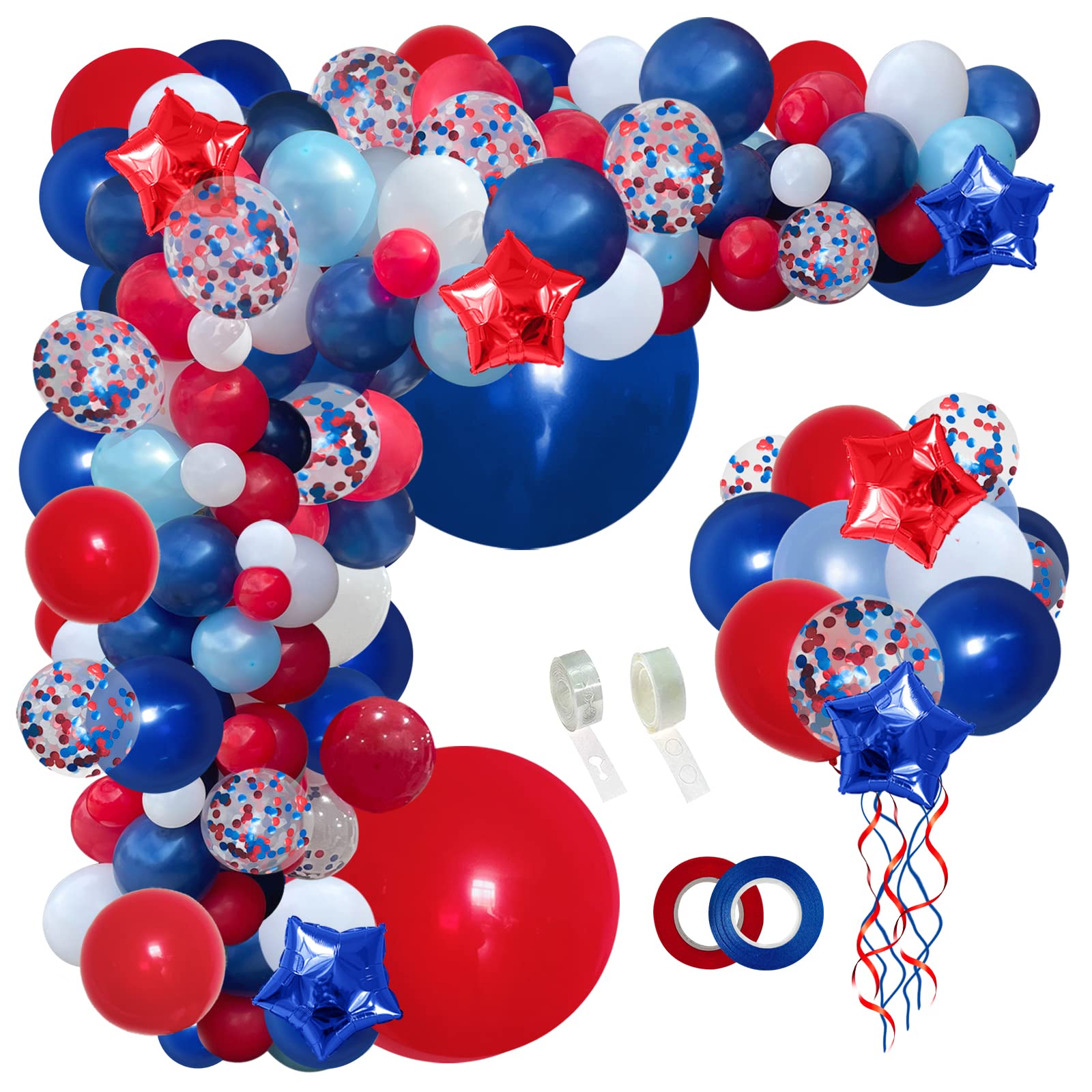 PERPAOL 140PCS Navy Blue Red White Balloon Garland Arch Kit Graduation Class of 2024 Day 4th of July Patriotic Flag Veteran’s Day Nautical Baseball Spider Man One Birthday Party Decorations