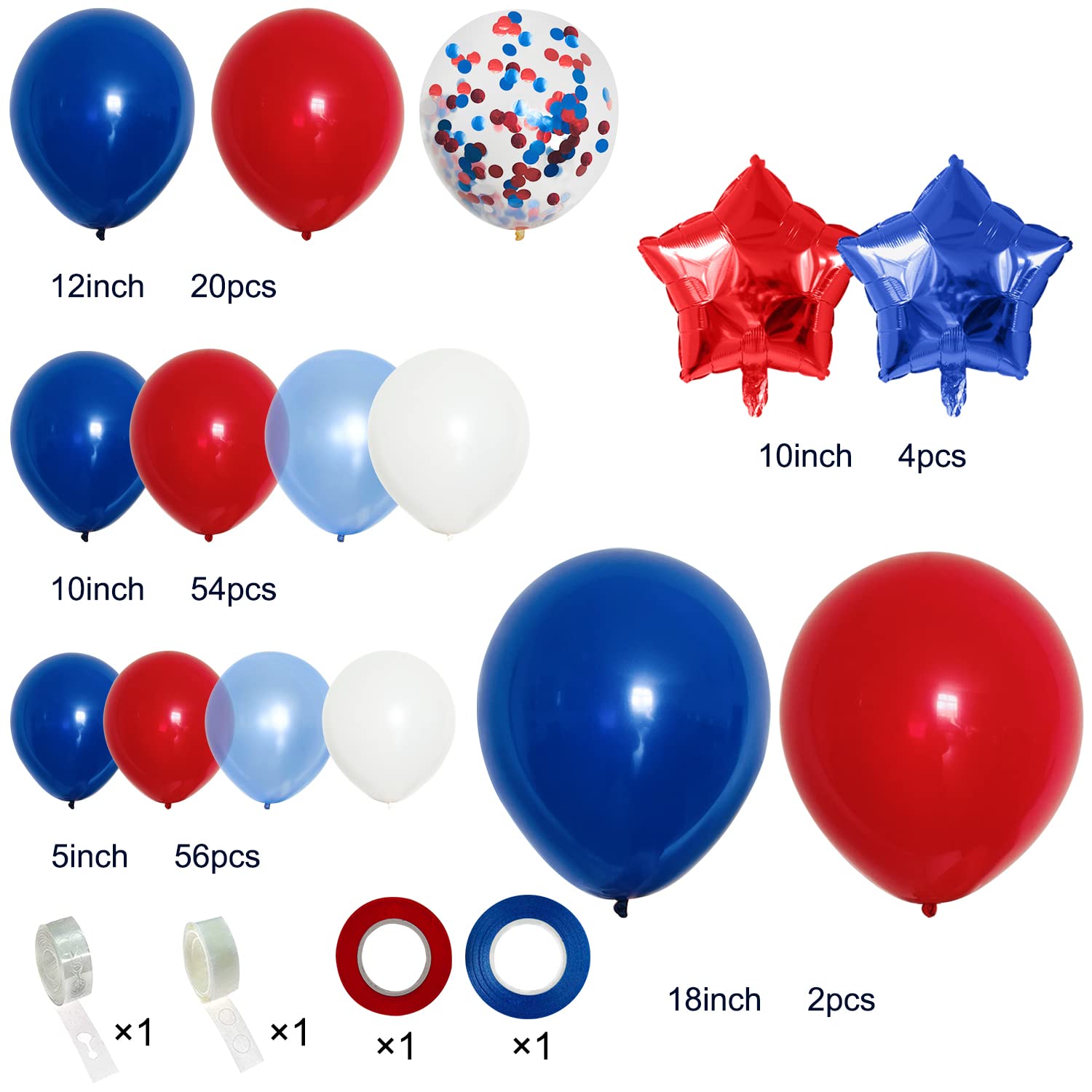 PERPAOL 140PCS Navy Blue Red White Balloon Garland Arch Kit Graduation Class of 2024 Day 4th of July Patriotic Flag Veteran’s Day Nautical Baseball Spider Man One Birthday Party Decorations