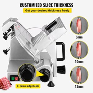 VEVOR Commercial Meat Slicer, 200W Electric Deli Food Slicer, 1200RPM Meat Slicer with 8“ Chromium-plated Steel Blade, 0-12mm Adjustable Thickness for Home & Commercial Use (8IN-200W)