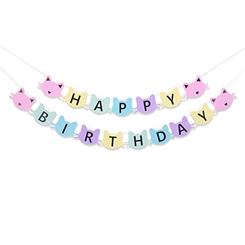 cat birthday banner - cat banner，Cat 1st birthday banner, one birthday for cat, 1st birthday kitty banner,Cat Themed Party Colorful Birthday Banner