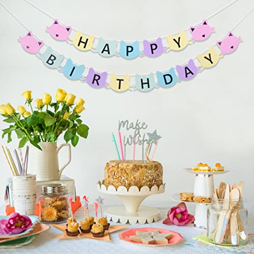 cat birthday banner - cat banner，Cat 1st birthday banner, one birthday for cat, 1st birthday kitty banner,Cat Themed Party Colorful Birthday Banner