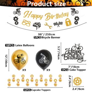 Bike Birthday Party Decorations, Including Banner, Cake Toppers, Balloons, Hanging Signs Bicycle Sports Theme Birthday Party Supplies for Kids and Bicycle Fans (B)