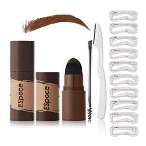 espoce eyebrow stamp stencil kit long-lasting 10 eyebrow stencils brow stamp and shaping kit, dark brown