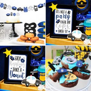 Levfla Officer Donut Bar Decoration Kit Police Banner Party Until The Cops Shown Up Table Sign Doughnut Dessert Food Topper for Graduation Birthday Retirement Anniversary Party Favor Ideas Supplies