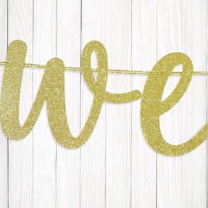 One Sweet Year Banner, First Birthday Anniversary Party Decorations Supplies for Boys Girls, Sweet One Bunting Sign, 1st Bday Baby Shower Hanging Ornament, Pre-Strung, Photo Props, Gold Glitter