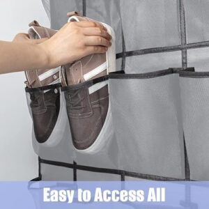 Over the Door Shoe Organizers 35 Mesh Pockets Hanging Shoe Organizer Shoe Rack for Closet Entryway Bedroom Bathroom Pantry Shoe Holder for Men Sneakers, Women High Heeled Shoes, flip flops Gray