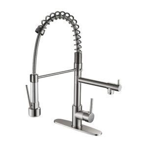 kitchen faucet with pull down sprayer, yundoom brushed nickel kitchen faucet, faucet for kitchen sink, 2 handle kitchen sink faucets, rv farmhouse brass pull down kitchen faucet, grifos de cocina