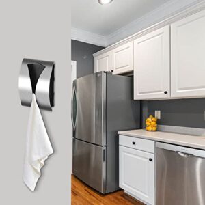 Towel Hook Holder Grabber Self Adhesive Stainless Steel Kitchen Dish Towel Holder Rack Wall Mount Towel Hangers Tea Towel Holder for Bathroom Kitchen, Non-Drilling