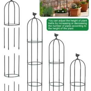 6 Feet Tall Garden Trellis for Climbing Plants Kalolary Garden Tower Obelisk Trellises Rustproof Metal Potted Plant Climbing Support for Indoor Outdoor Flowers Vegetable Fruits Vines Support (Black)