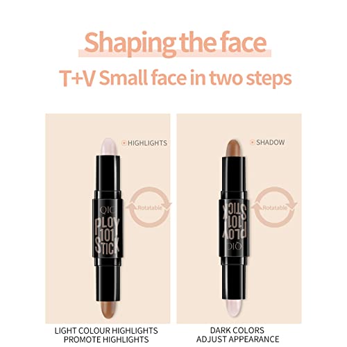 Highlight Contour Stick, 2 in 1 Makeup Shading Stick, Face Highlighters Sticks, Concealer Contour Highlighter Stick,Cruelty Free Makeup,double-end face concealer contouring sticks cream (01)