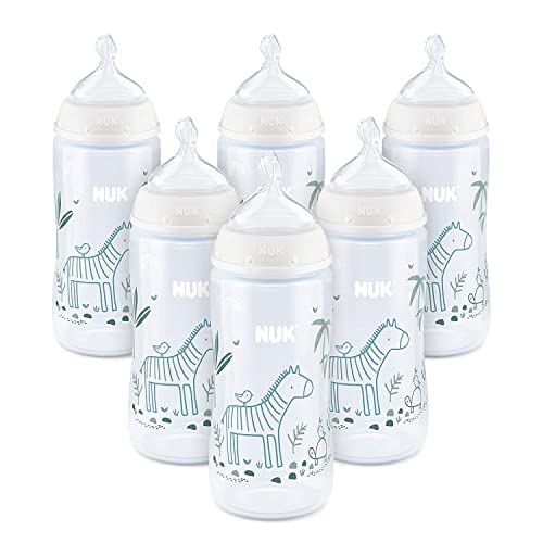 NUK Smooth Flow Anti-Colic Bottle, 10 Ounce Pack of 6, Fashion (Zebra)