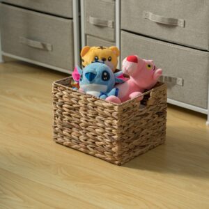 Natural Decorative Woven Water Hyacinth Storage Basket for The Playroom, Bedroom, and Living Room