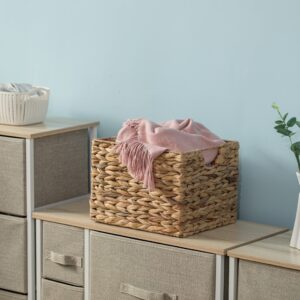 Natural Decorative Woven Water Hyacinth Storage Basket for The Playroom, Bedroom, and Living Room