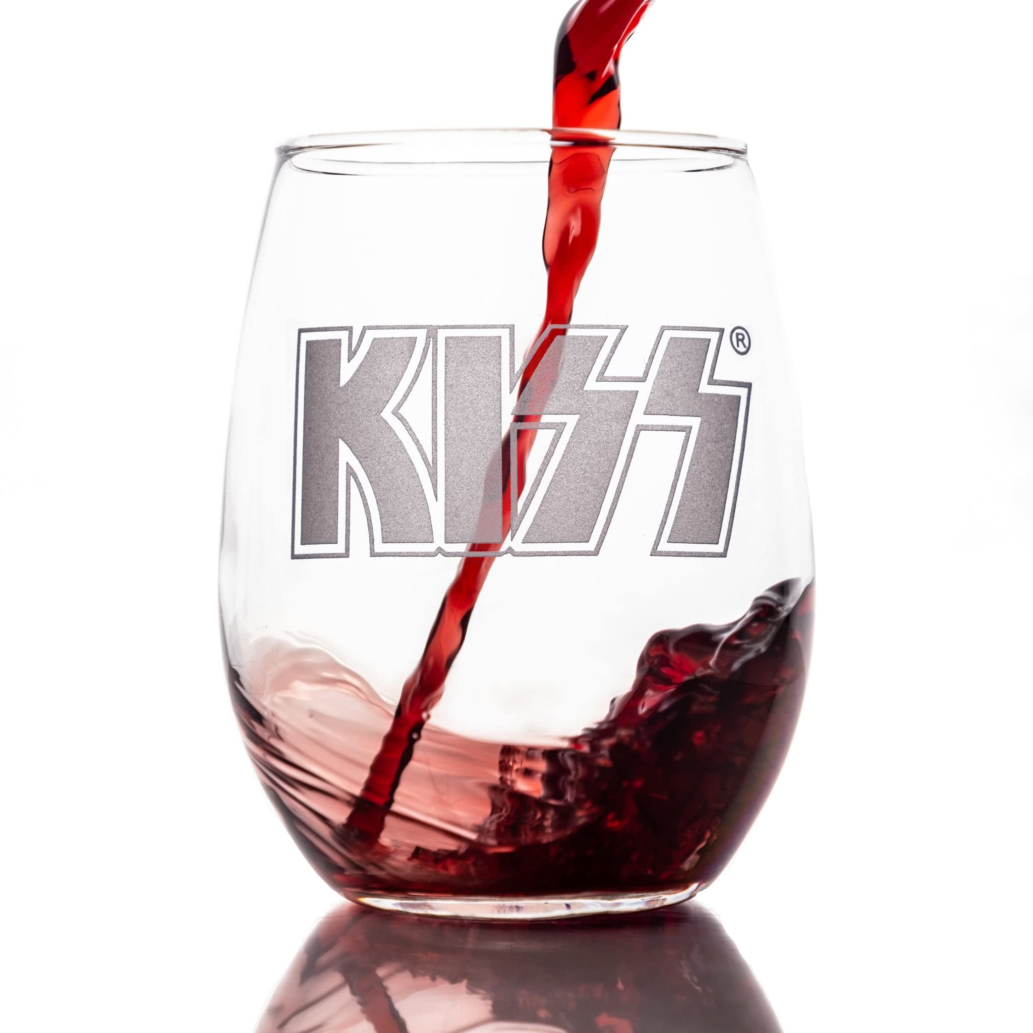 KISS Logo Etched Stemless Wine Glass - Officially Licensed, Premium Quality, Handcrafted Glassware, 15 oz. - Perfect Collectible Gift for Rock Music Fans, Birthdays, & KISS Enthusiasts