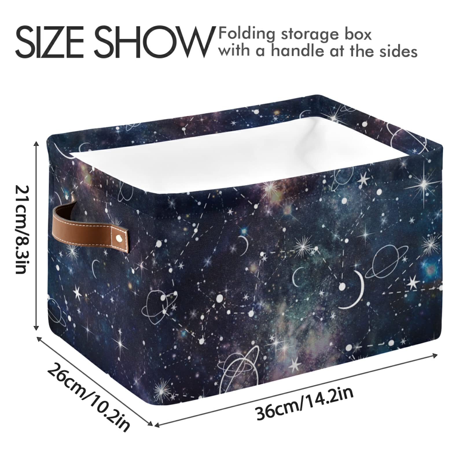 Planet Star Galaxy Space Storage Bin Canvas Toys Storage Basket Bin Large Storage Cube Box Collapsible with Handles for Home Office Bedroom Closet Shelves,1 pc