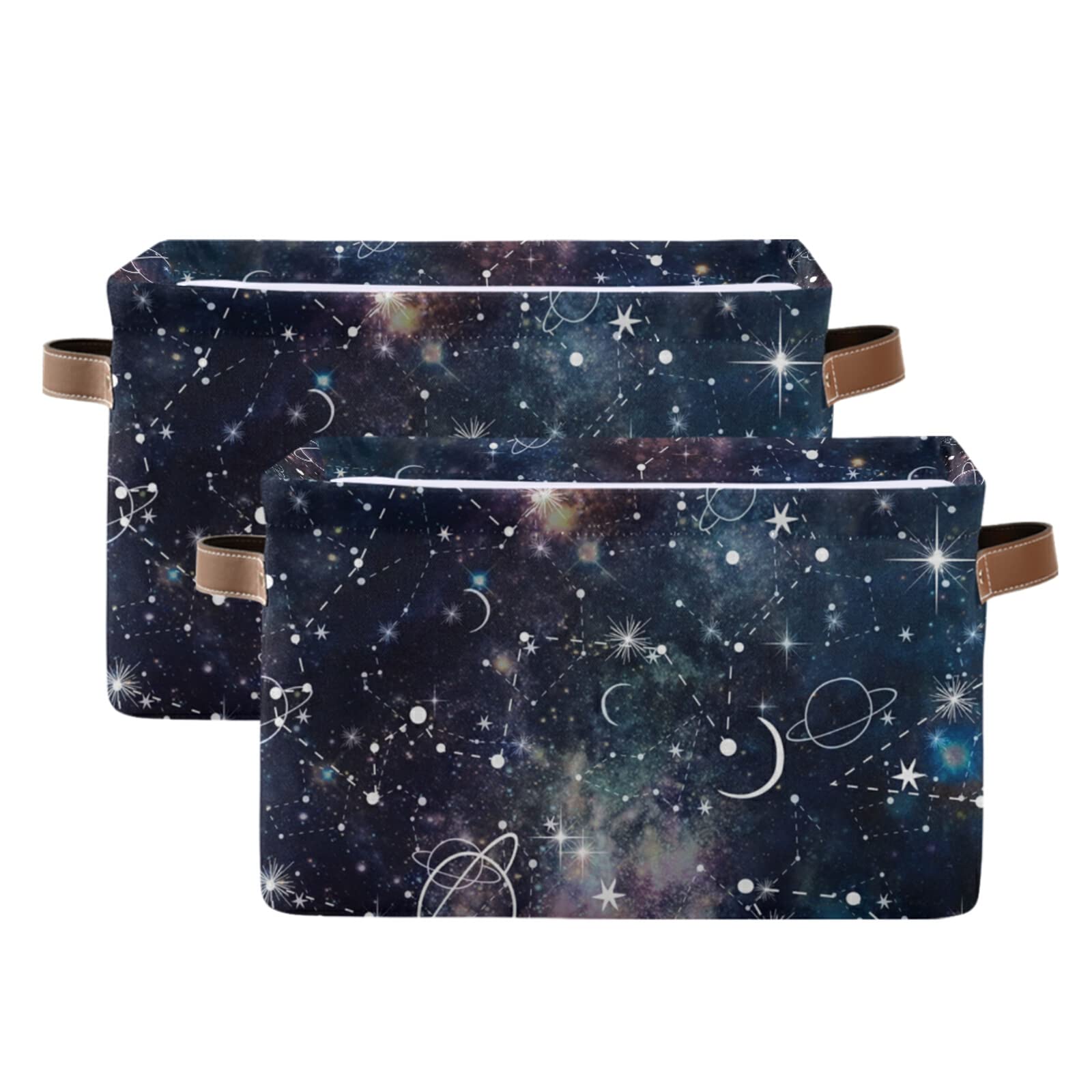 Planet Star Galaxy Space Storage Bin Canvas Toys Storage Basket Bin Large Storage Cube Box Collapsible with Handles for Home Office Bedroom Closet Shelves,1 pc