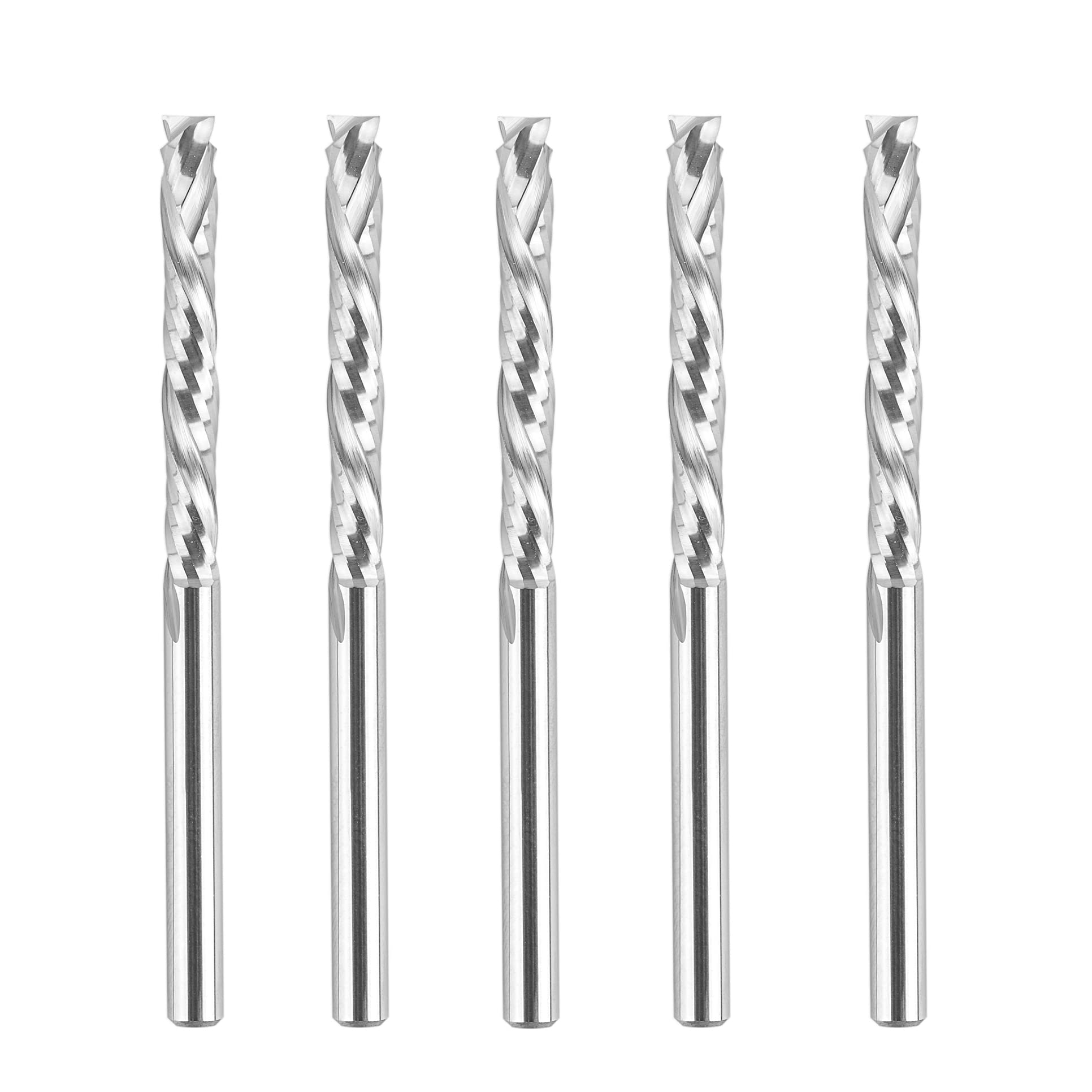 SpeTool 5Pcs Carbide Compression Router Bit Up&Down End Mills 1/8 x 1 inch Cutter for CNC Mill Machine Wookwork 3D Profile Detail Engraver Carving