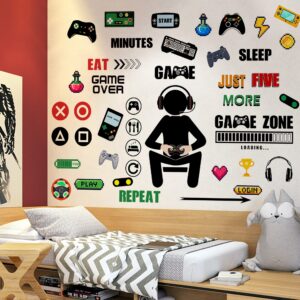 Gamer Wall Decals Stickers Glow in The Dark Wall Decals Game Wall Stickers Gaming Controller Wall Decals Game Room Decor Video Game Decal for Boys Kids Girls Bedoom Playroom Wall Decor… (Sky Blue)