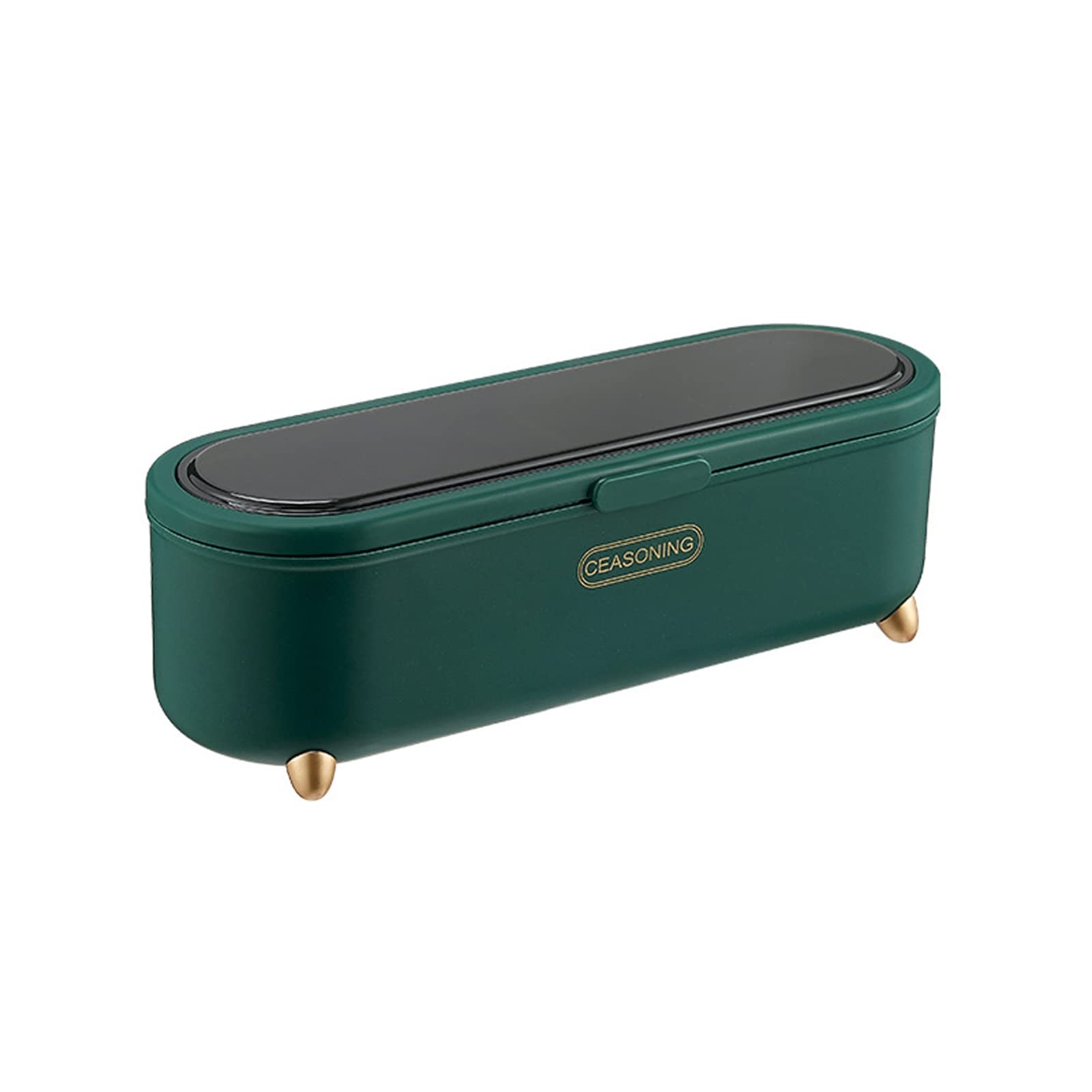 curfair Storage Box Storage Container Convenient Quick Drain Tableware Container with Lid Plastic Silverware Countertop Storage Organizer Kitchen Accessories Chopsticks Box -Green