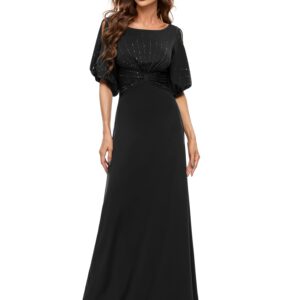 Ever-Pretty Women's Sequin Hollow Sleeve Black Dress Maxi Prom Gown Black US10