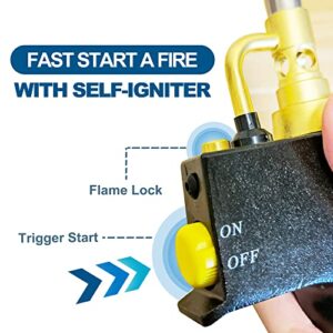 Propane Torch Head - MAPP MAP Gas Torch Head with Push Button Igniter Trigger Start Welding Lighter Self Ignition Adjustable Flame Knob Continuous Flame Lock for Sous Vide Soldering Brazing Wood Burn