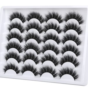 newcally eyelashes false lashes fluffy 18mm long faux mink eye lashes pack dramatic thick volume fake eyelashes 12 pairs soft reusable lashes multipack