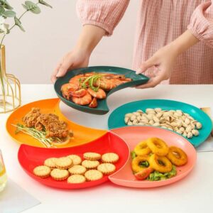 Hemoton 5PCS Food Serving Dishes Moon Shaped Appetizer Plates Dessert Trays Dessert Platters Decorative Dinner Plates Serving Tray for Snack/Fruit/Dessert/Appetizer/Salad/Sauce