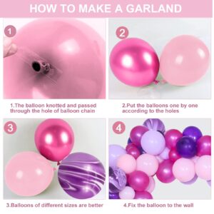 Purple Balloon Garland Arch Kit, Pink and Purple Balloon Garland Kit, 81Pcs Purple Balloons Arch Kit with Agate Balloons and Star Foil Balloon for Birthday Party Baby Shower Wedding Decorations