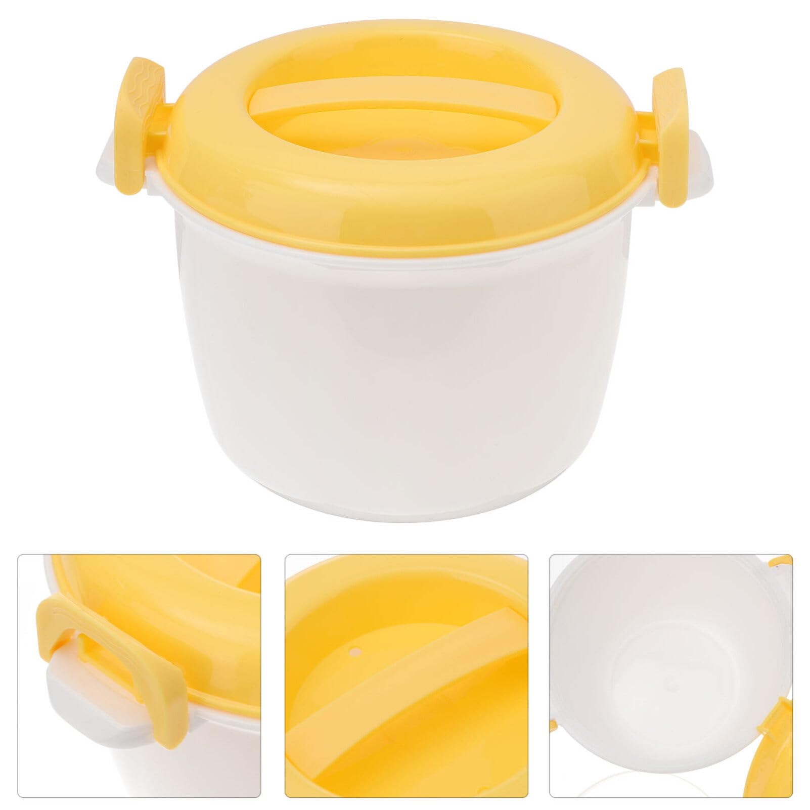 HEMOTON Microwave Rice Cooker Food Container: 2L Pasta Cooker Maker Oven Rice Cooker Steamer Microwave Cookware for Rice Chicken Pasta