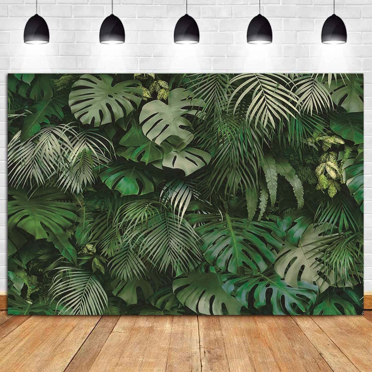 Yongqian Tropical Green Leaves Photography Backdrops Nature Safari Party Decoration Outdoorsy Newborn Baby Shower Backdrop Wedding Bridal Shower Birthday Photo Background Studio Props 7x5ft