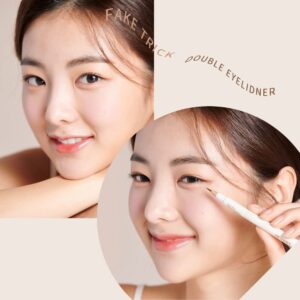 IM UNNY Fake Trick Double Eyelidner 01 Pale Brown | Korean Eye Bag Makeup, Aegyo Sal Liquid Liner for Cute, Youthful Eyes, Long Lasting Waterproof Hypoallergenic Formula | Korean Makeup