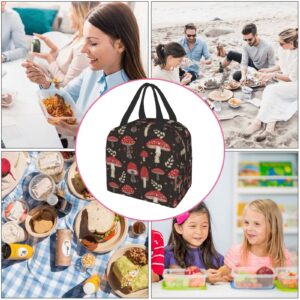 Pubnico Cute mushroom Lunch Box, Bento Box Insulated Lunch Boxes Reusable Waterproof Lunch Bag With Front Pocket For Office Picnic Hiking Beach