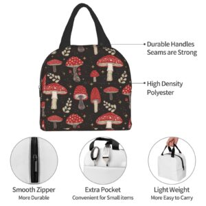 Pubnico Cute mushroom Lunch Box, Bento Box Insulated Lunch Boxes Reusable Waterproof Lunch Bag With Front Pocket For Office Picnic Hiking Beach