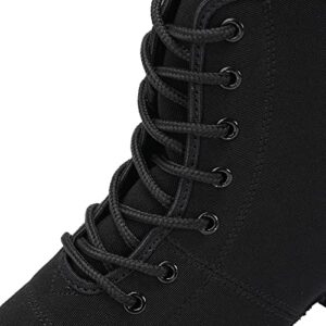 DKZSYIM Women's Latin Dance Boots Close Toe Ballroom Tango Performance Teaching Dancing Shoes,Black-3.5,US 6.5