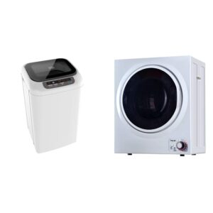 black+decker bpwh84w washer portable laundry, white, 0.84 cu. ft. & panda 110v electric portable compact laundry clothes dryer, 1.5 cu.ft, stainless steel drum black and white, pan725sf