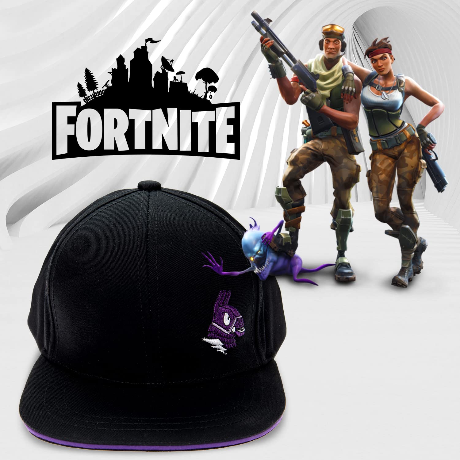 FORTNITE Baseball Cap for Boys, Quality Made Boys Hat and Fitted Cap, Flatbrim Baseball Hat with Sleek Design Purple/Black