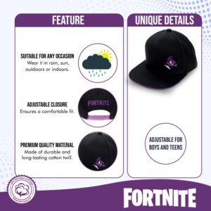 FORTNITE Baseball Cap for Boys, Quality Made Boys Hat and Fitted Cap, Flatbrim Baseball Hat with Sleek Design Purple/Black