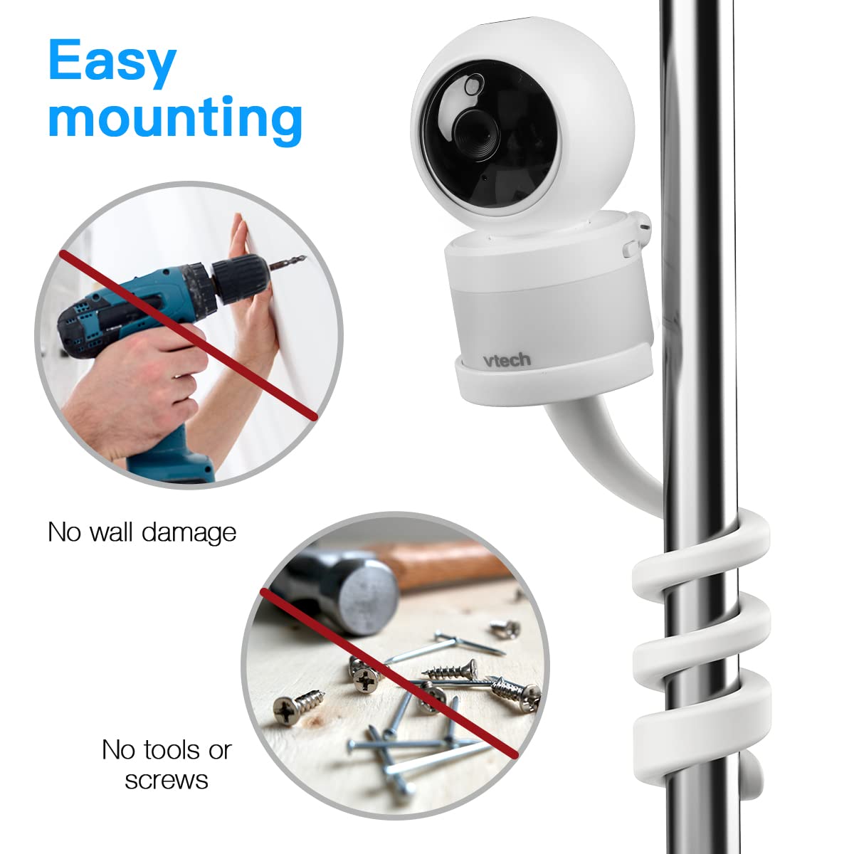 Koroao Baby Monitor Mount for VTech VM5463/RM5764HD /RM5864HD/ RM7764HD/BM3800/BM4700/ BM5600/ BM5700 Baby Monitor Versatile Twist Mount Without Tools or Wall Damage