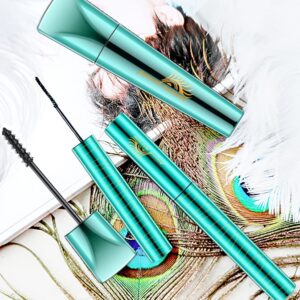 2pcs Mascara Lash 4D Mascara Waterproof Fiber Mascara Liquid Lash Mascara Thick Eyelash Long Lasting Smudge-Proof with 360 Degrees Spiral Brush (Black Set)