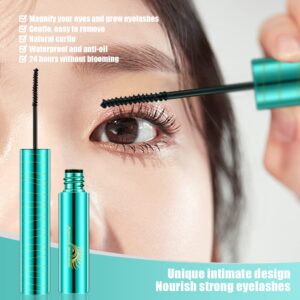 2pcs Mascara Lash 4D Mascara Waterproof Fiber Mascara Liquid Lash Mascara Thick Eyelash Long Lasting Smudge-Proof with 360 Degrees Spiral Brush (Black Set)