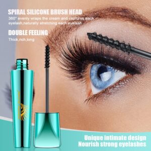 2pcs Mascara Lash 4D Mascara Waterproof Fiber Mascara Liquid Lash Mascara Thick Eyelash Long Lasting Smudge-Proof with 360 Degrees Spiral Brush (Black Set)