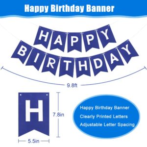 YUNXUAN 21st Birthday Decorations, 21st Birthday Decorations for Him, Happy Birthday Banner Blue Number 21 Foil Balloon for 21st Anniversary Decorations Birthday Party Backdrop