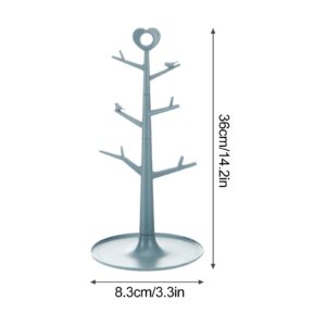 MISNODE Purple Mug Holder Tree, 14 Inch Coffee Cup Mug Rack, Removable Stand Hanging Drain Cup Organizer with 6 Hooks, Plastic Jewelry Rack for Home Kitchen Countertop Storage