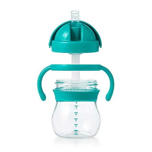 OXO Tot Transitions Straw Cup with Removable Handles, Teal, 6 Ounce (2 Pack)